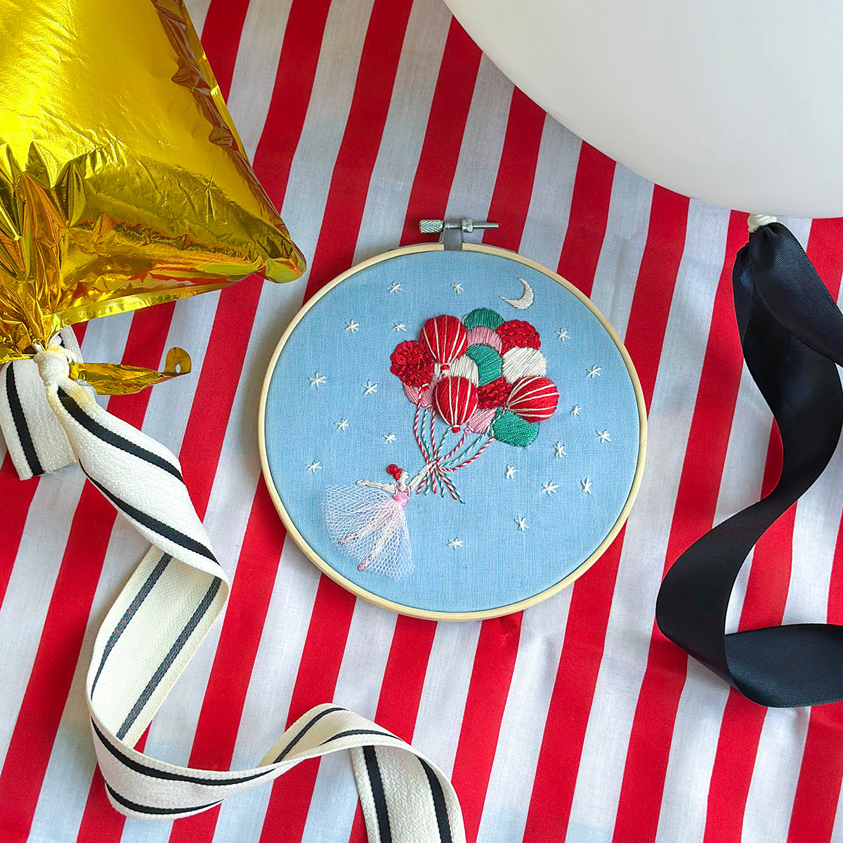 Fly Me To The Moon Stump Work Embroidery – 7 inch – MakeBox & Co.